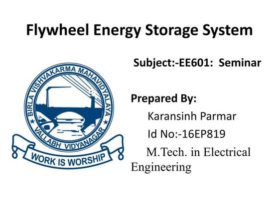 FLYWHEEL ENERGY STORAGE SYSTEM | PPTX