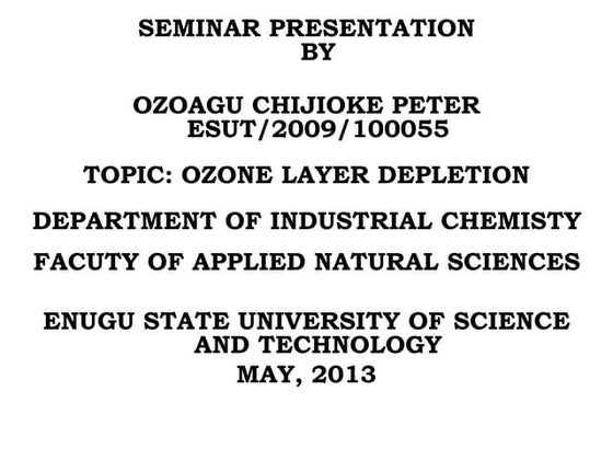 Presentation on ozone depletion | PPT