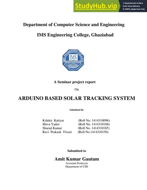 Seminar on AUTOMATIC SOLAR TRACKING SYSTEM | PPTX