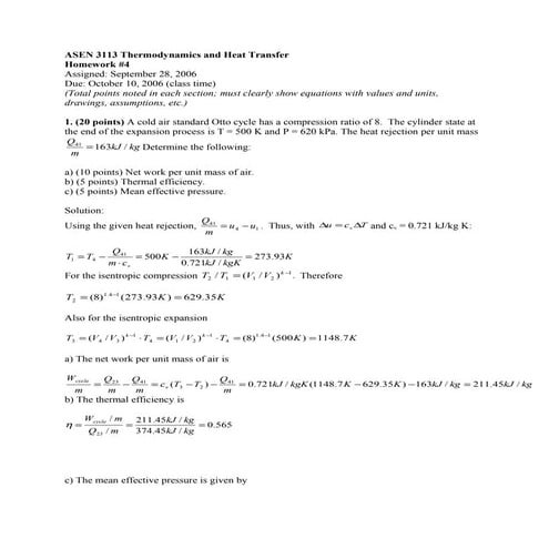 thermodynamic and heat transfer examples | DOC | Chemistry | Science