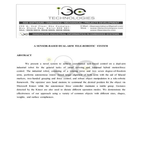 A sensor based dual-arm tele-robotic system | DOCX