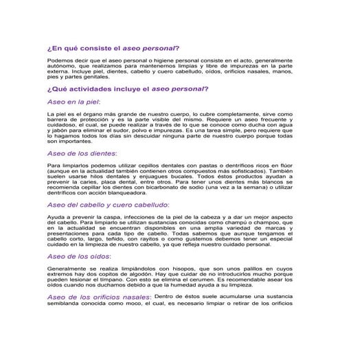 HIGIENE Y/O ASEO PERSONAL | PPTX