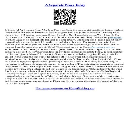 A Separate Peace Essay Topics | PDF | Drama | Genres