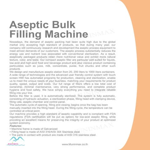 Aseptic bulk filling machine | PDF