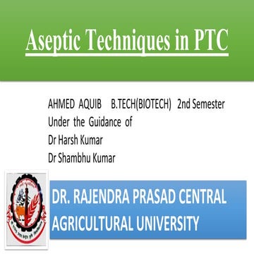 Aseptic techniques in Plant Tissue Culture | PPT
