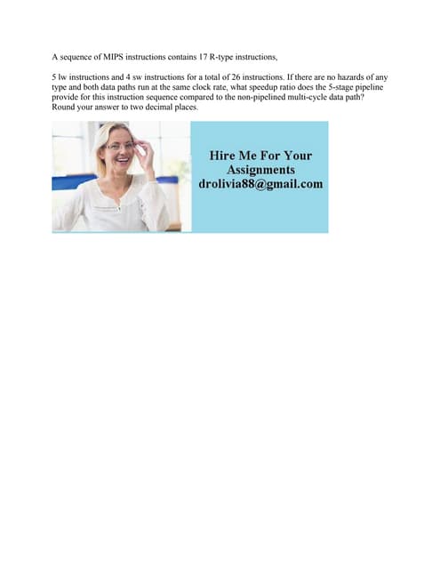 A Sequence Of Mips Instructions Contains 17 R Type Instructions 5 Lw Pdf