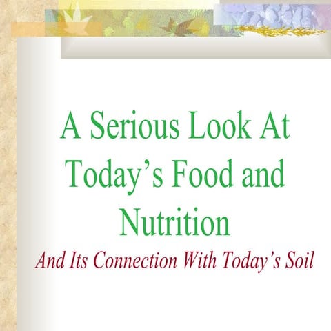 A Serious Look At Today's Food and Nutrition | PPT