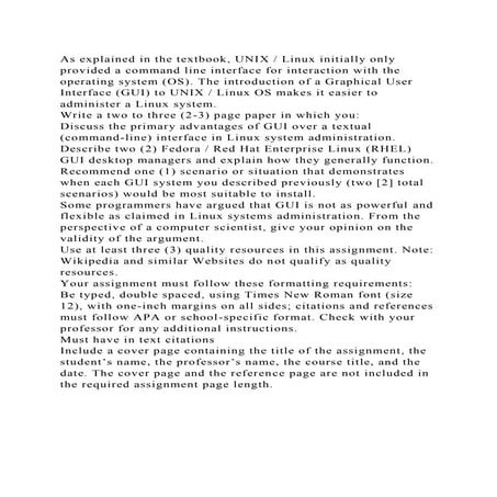 As explained in the textbook, UNIX Linux initially only provided a.docx