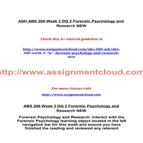 Ash abs-200-week-3-dq-2-forensic-psychology-and-research-new | PDF