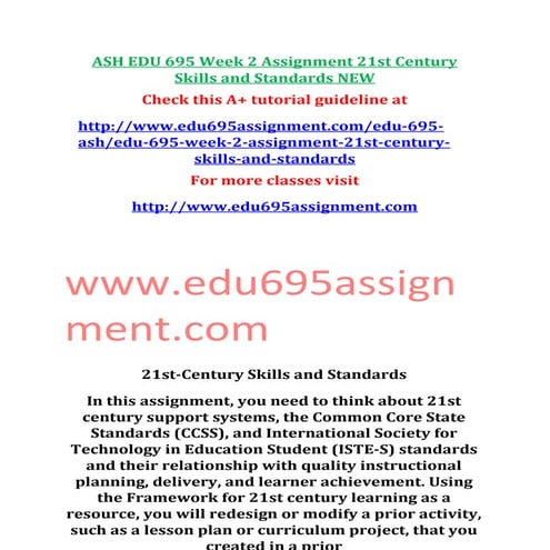 Ash edu-695-week-1-assignment-21st-century-framework-revision-new | PPT