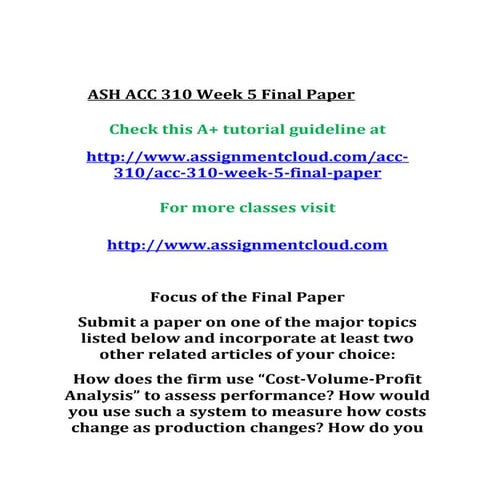 Ash acc 310 week 5 final paper | DOC