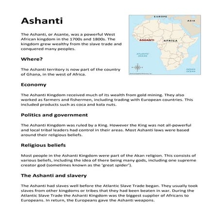 The ancient Kingdoms of West Africa - Ashanti | PDF