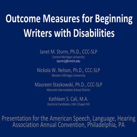 Asha Beginning Writing Outcomes Measure | PPT