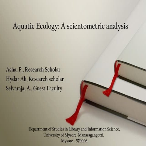 Aquatic Ecology: A scientometric analysis | PPT