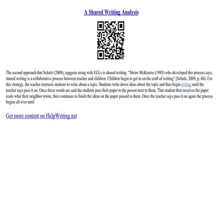 A Shared Writing Analysis | PPT