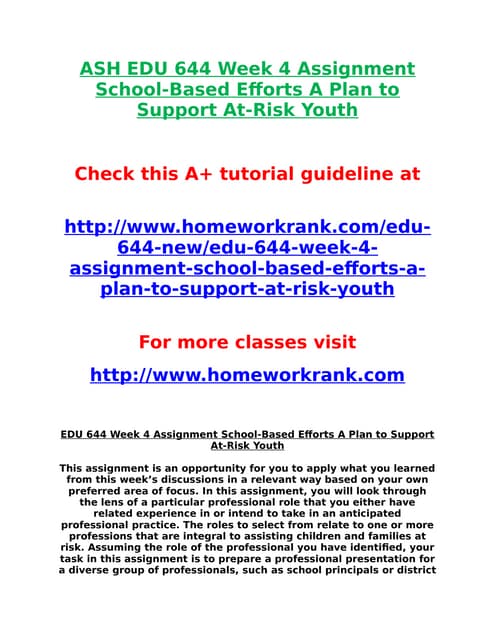 Week 5 Assignment Group At Risk Specialization Mind MapThis assi.docx | Educational Assessment ...