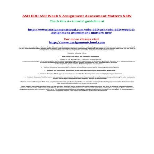 Ash edu 650 week 6 | DOC