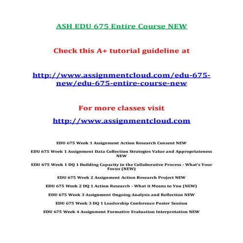 Ash edu 675 entire course new | PDF