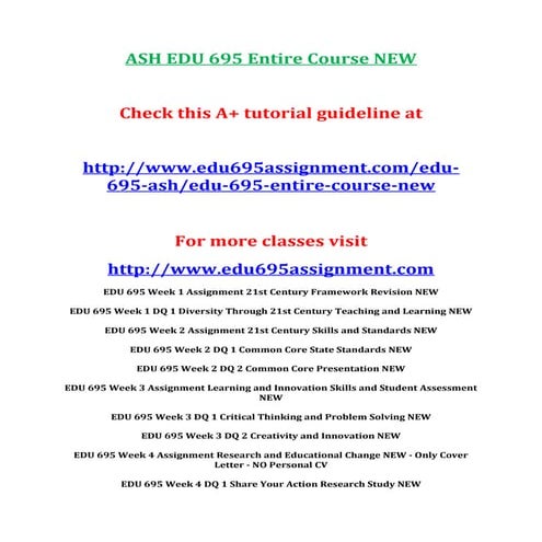 Ash edu 695 entire course new | PDF