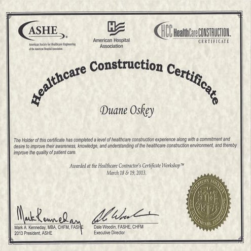 ASHE Healthcare Construction Certificate | PPT