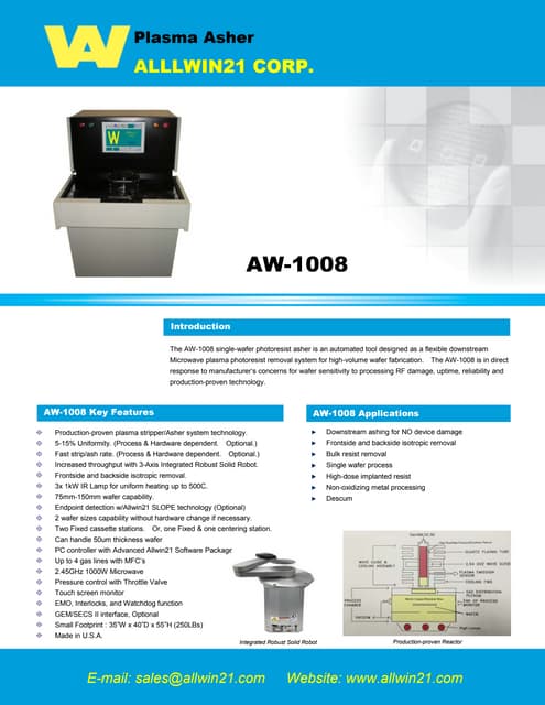 Barrel Plasma Asher Plasma Descum AW-B3000 | PDF | Operating Systems ...