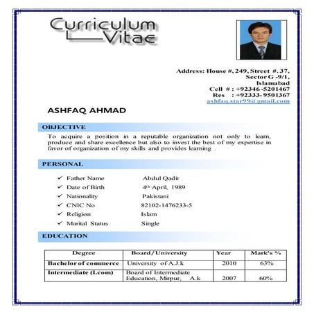 Ashfaq ahmad's cv 1 | DOCX