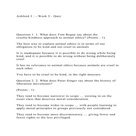 Ashford 3 - Week 2 - QuizQuestion 1. 1. What does Tom .docx