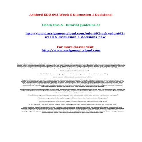 Ashford edu 692 week 1 assignment my school and its culture new | DOC