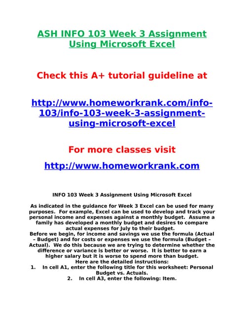 Excel assignment | DOC