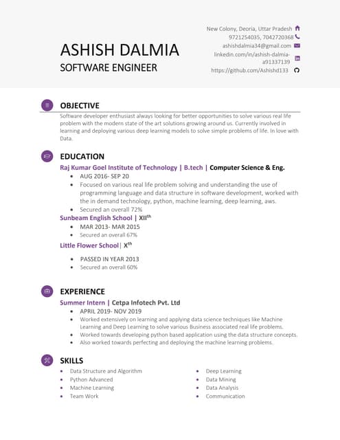 Resume(Data Science) | PDF | Programming Languages | Computing