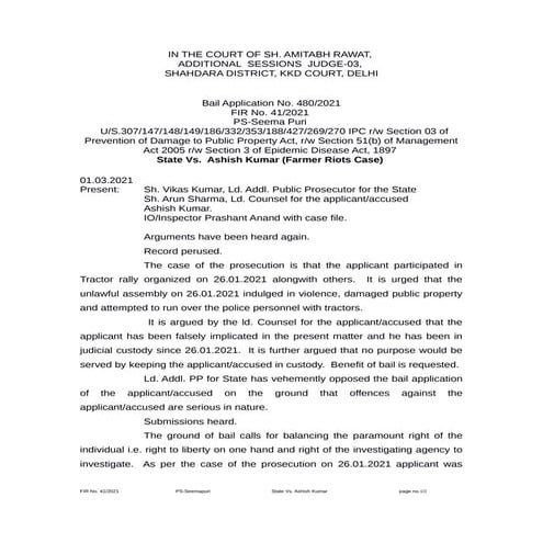 Ashish kumar vs state | PDF | Crime & Harmful Acts to Individuals ...