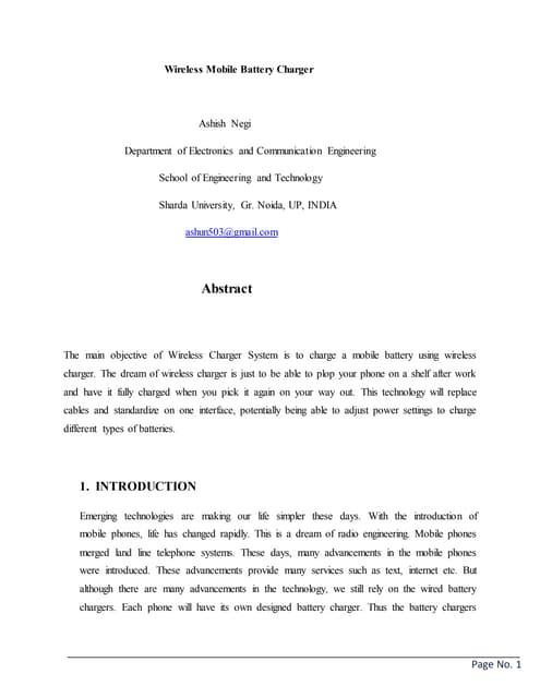 Wireless mobile charger | PPTX | Smartphones | Consumer Electronics