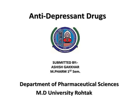 Anti depressant and its classifications | PPT