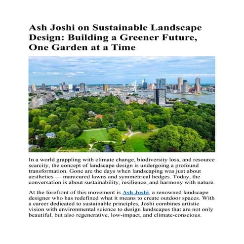 Ash Joshi on Sustainable Landscape Design | PDF