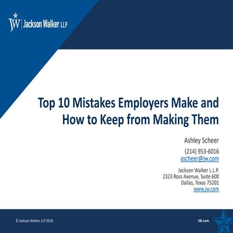 Top 10 Mistakes Employers Make and How to Keep from Making Them | PDF