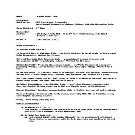 Ashok guin cv | DOCX