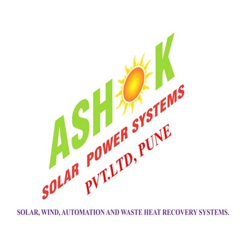 Ashok Solar Power Systems Pvtltd Pune Ppt Free Download