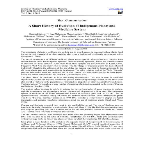 A short history of evolution of indigenous plants and medicine system ...