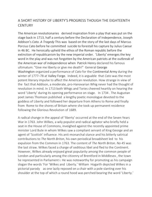 A Short History of Liberty's Progress through the Eighteenth Century | PDF