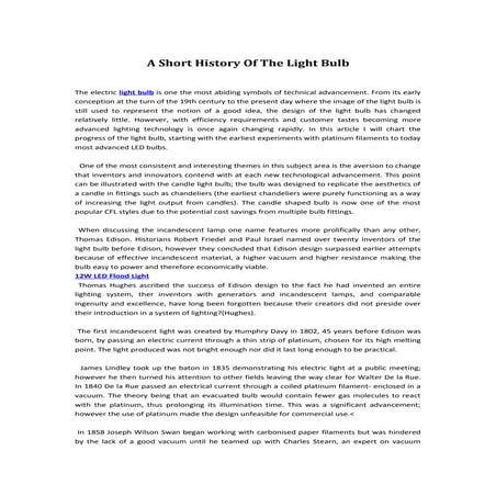 A short history of the light bulb | PDF