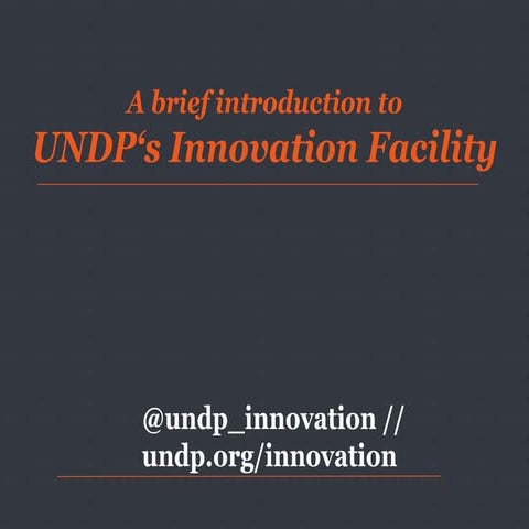 UNDP Innovation Facility Brochure | PDF