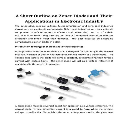 A short outline on zener diodes and their applications in electronic ...