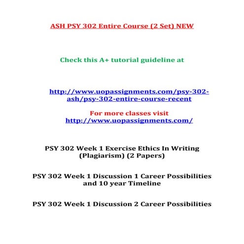 Ash psy 302 week 2 discussion 1 assessment in the workplace | DOC
