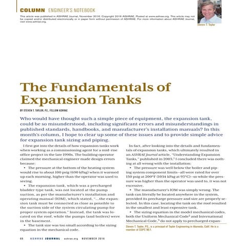 Ashrae journal -_the_fundamentals_of_expansion_tanks | PDF