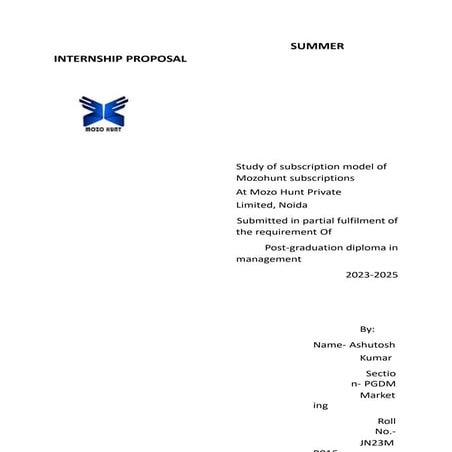 AshuNandusipprreprot of mozo hunt ww.ppt