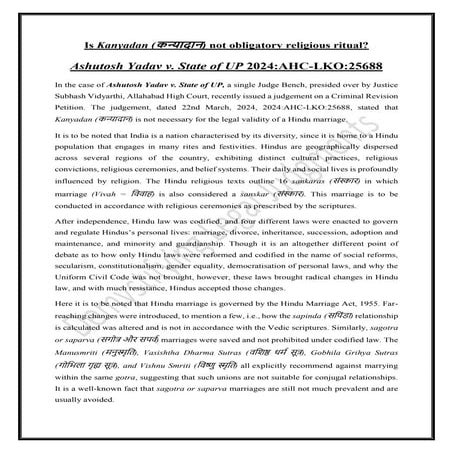 Ashutosh Yadav V State Of Up 22nd March 2024 All Hc Pdf