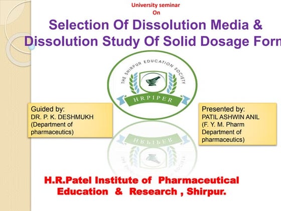Dissolution - Selection of Dissolution Media | PPT