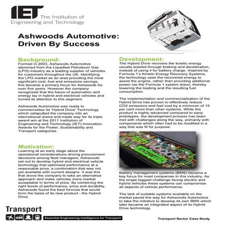 Ashwood Electric Vehicle cases study | PDF | Civil Engineering Industry ...