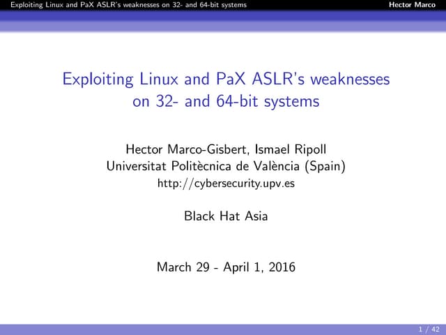 Exploiting Linux On 32 Bit And 64 Bit Systems Ppt