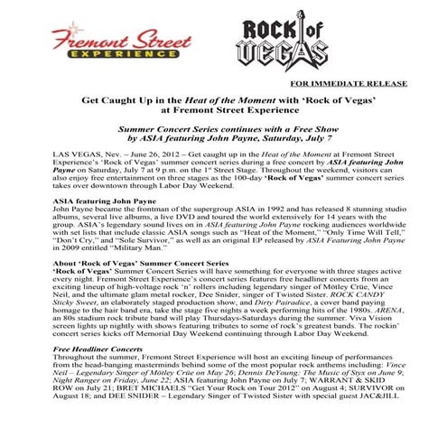 Asia - Rock of Vegas - Press Release | DOC